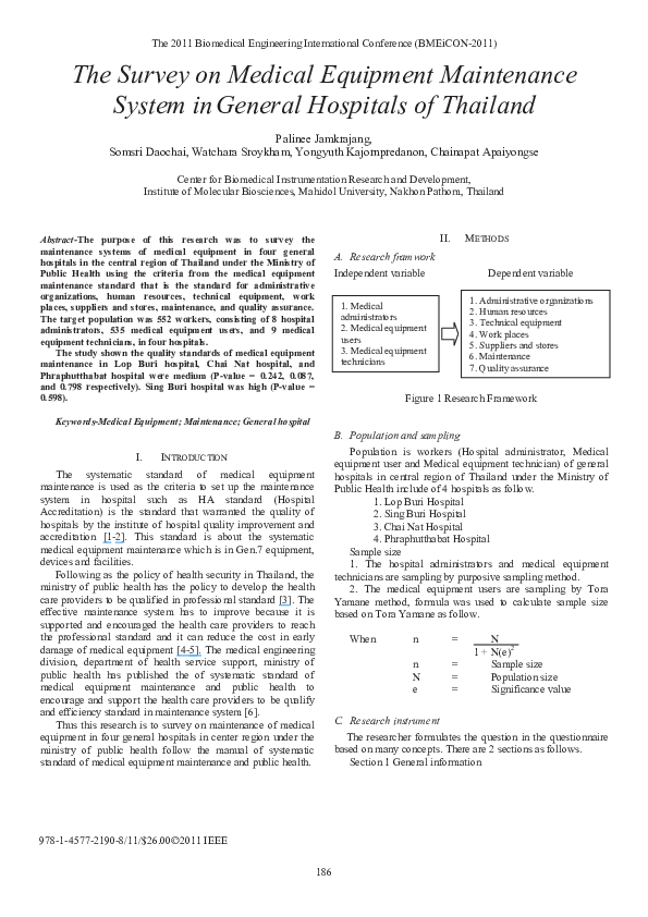 (PDF) The survey on medical equipment maintenance system in general ...