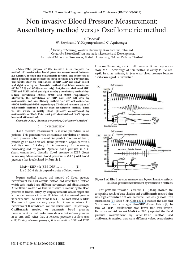 (PDF) Non-invasive blood pressure measurement: Auscultatory method ...