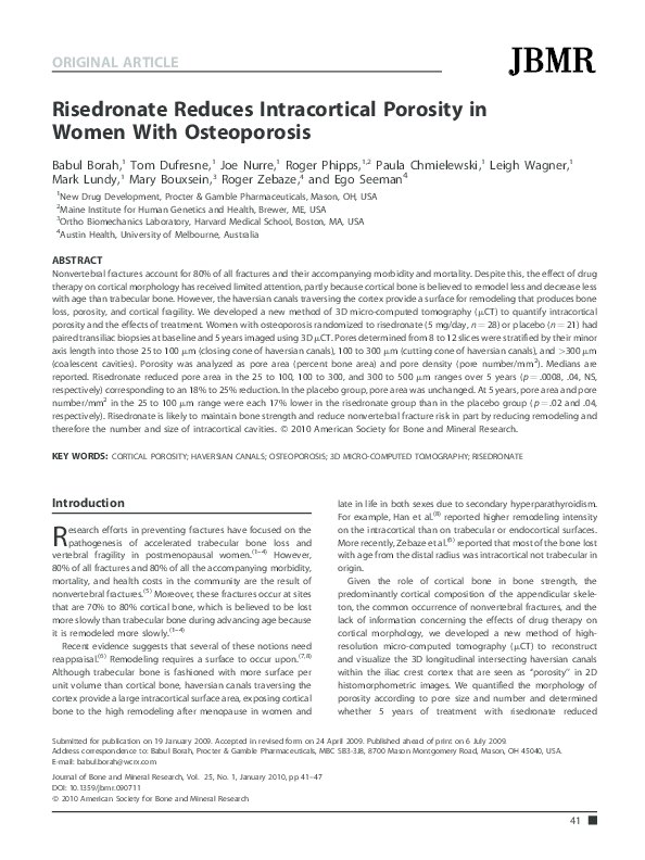 (PDF) Risedronate Reduces Intracortical Porosity in Women with Osteoporosis