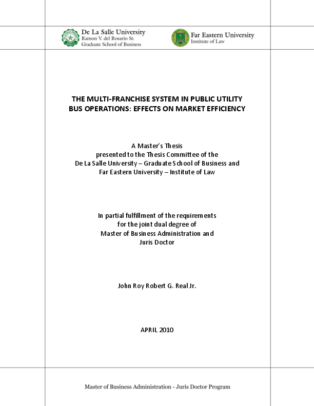 Pdf The Multi Franchise System In Public Utility Bus Operations
