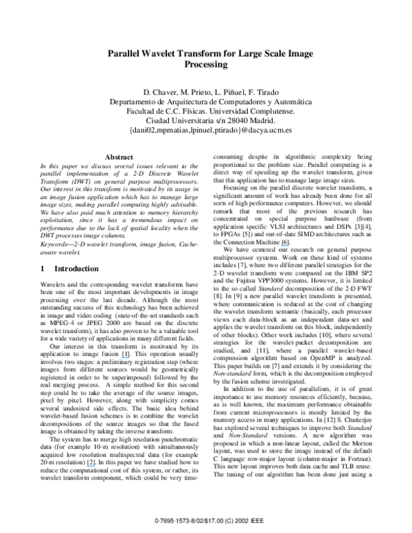 (PDF) Parallel Wavelet Transform for Large Scale Image Processing