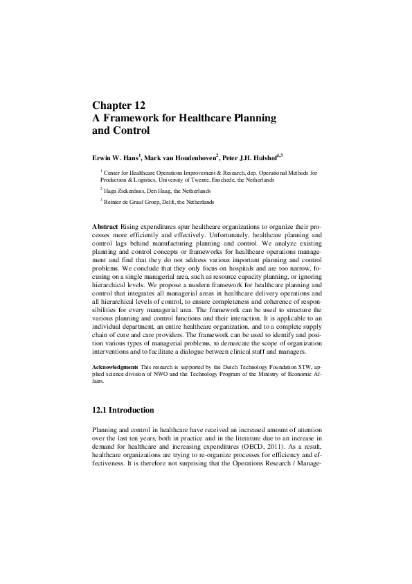 (PDF) A framework for hospital planning and control