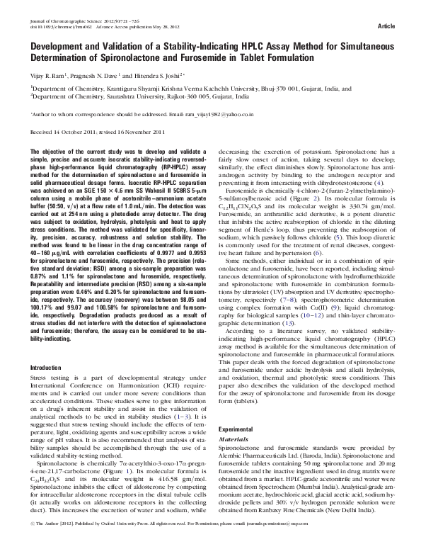 (PDF) DEVELOPMENT AND VALIDATION OF STABILITY INDICATING RP-HPLC METHOD FOR ANALYSIS OF ...