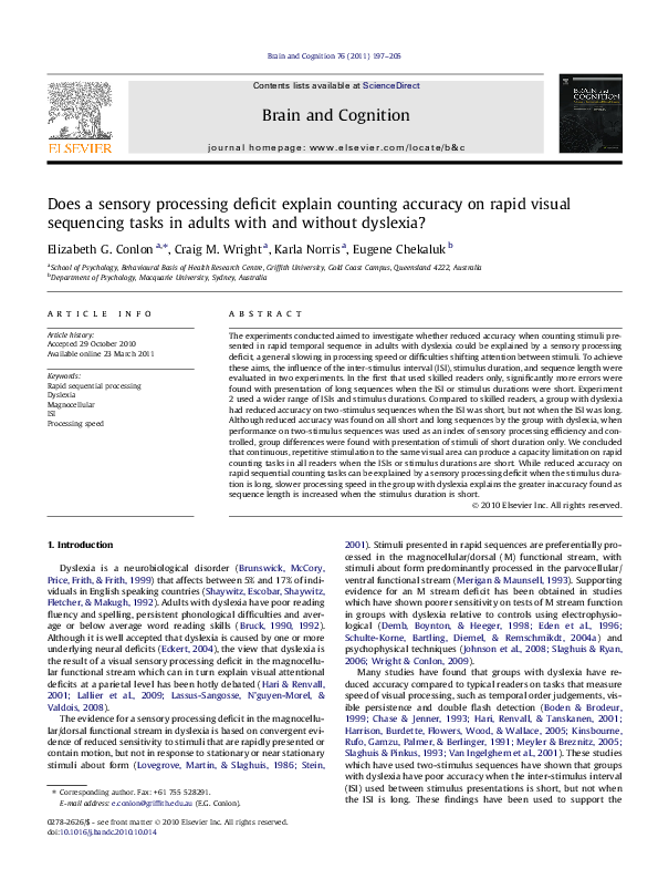 (PDF) Does a sensory processing deficit explain counting accuracy on ...
