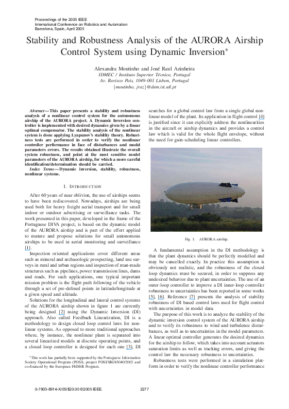(PDF) Stability and Robustness Analysis of the AURORA Airship Control System using Dynamic Inversion