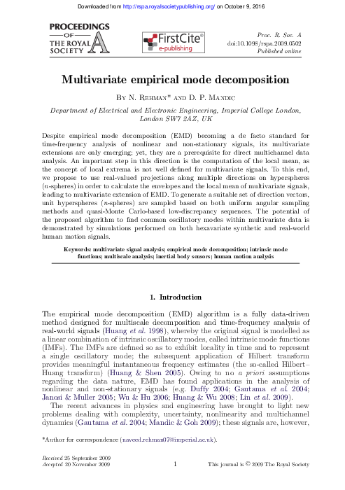 (PDF) Multivariate empirical mode decomposition
