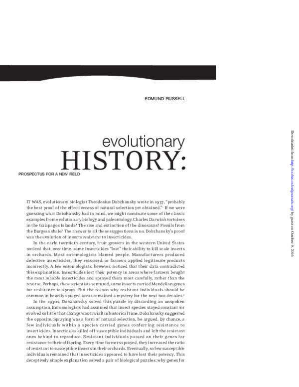 (PDF) Evolutionary History: Prospectus for a New Field
