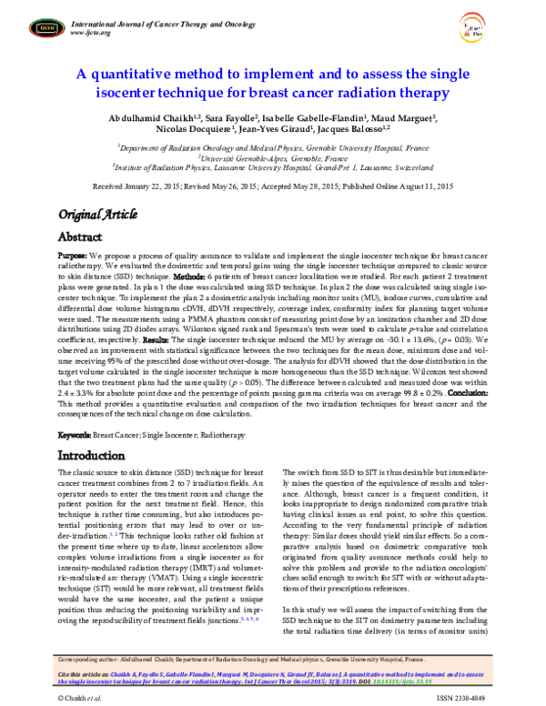(PDF) A quantitative method to implement and to assess the single isocenter technique for breast ...