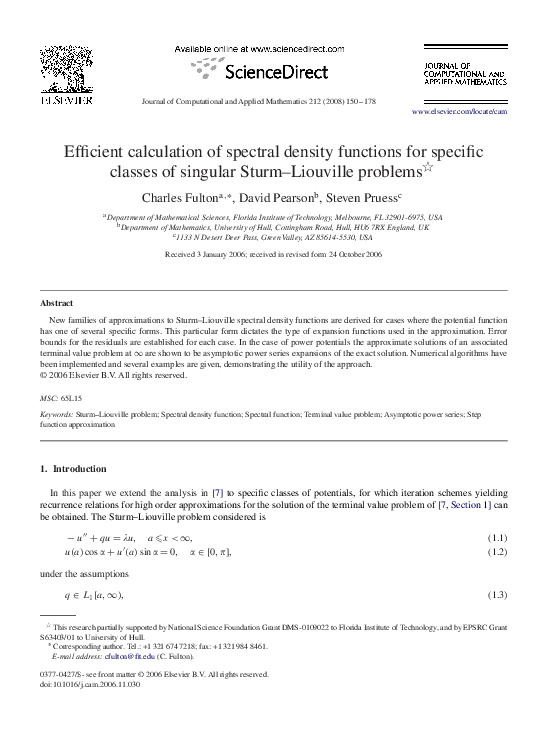 Pdf Efficient Calculation Of Spectral Density Functions For Specific