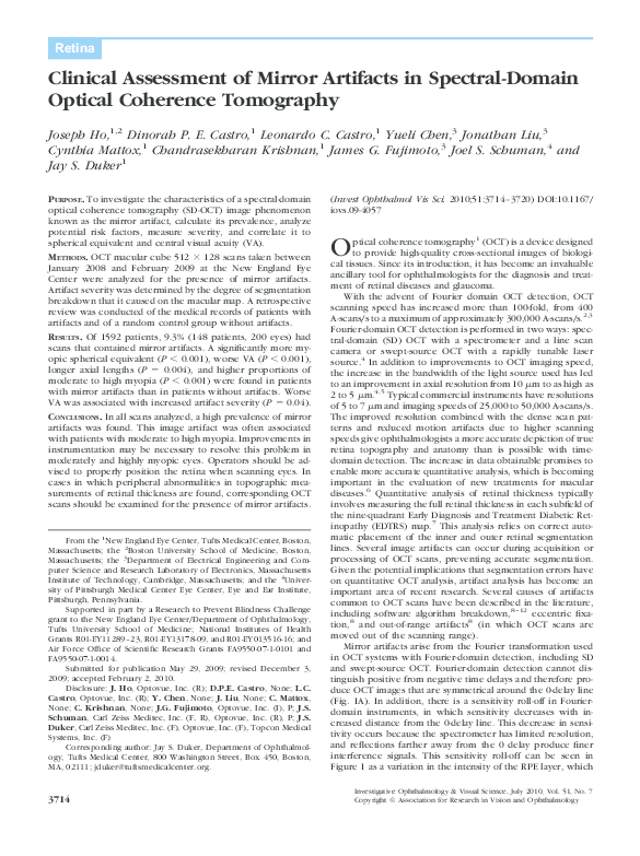 (PDF) Clinical assessment of mirror artifacts in spectral-domain ...