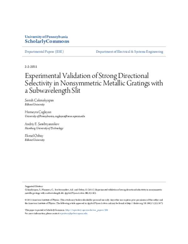 (PDF) Experimental validation of strong directional selectivity in ...