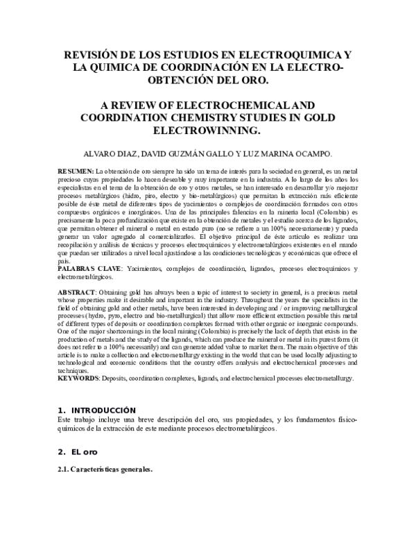 (DOC) A REVIEW OF ELECTROCHEMICAL AND COORDINATION CHEMISTRY STUDIES IN ...