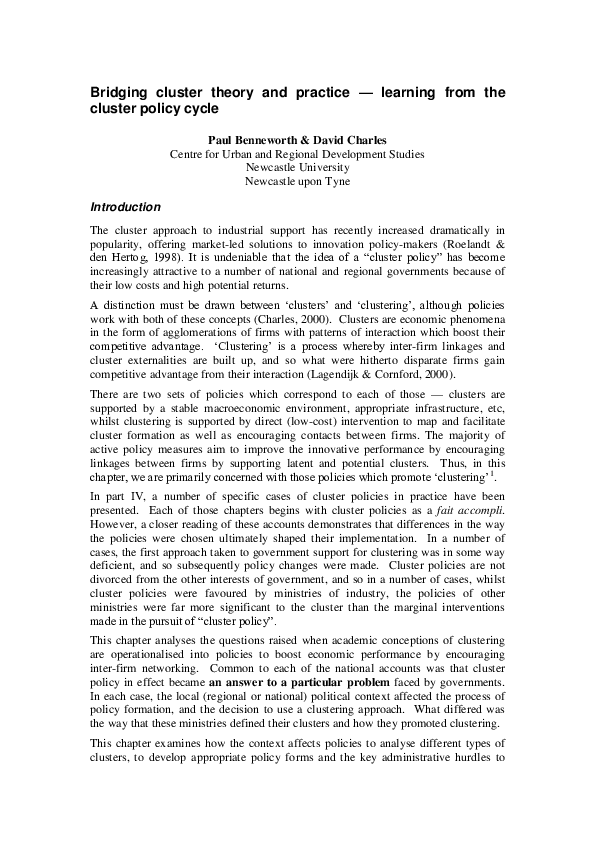 (PDF) Bridging Cluster Theory and Practice Learning from the Cluster Policy Cycle