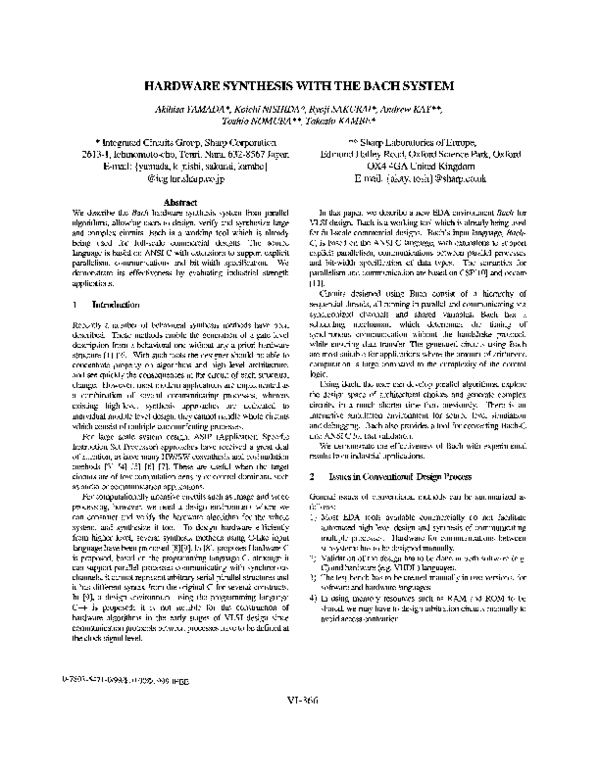 (PDF) Hardware synthesis with the Bach system