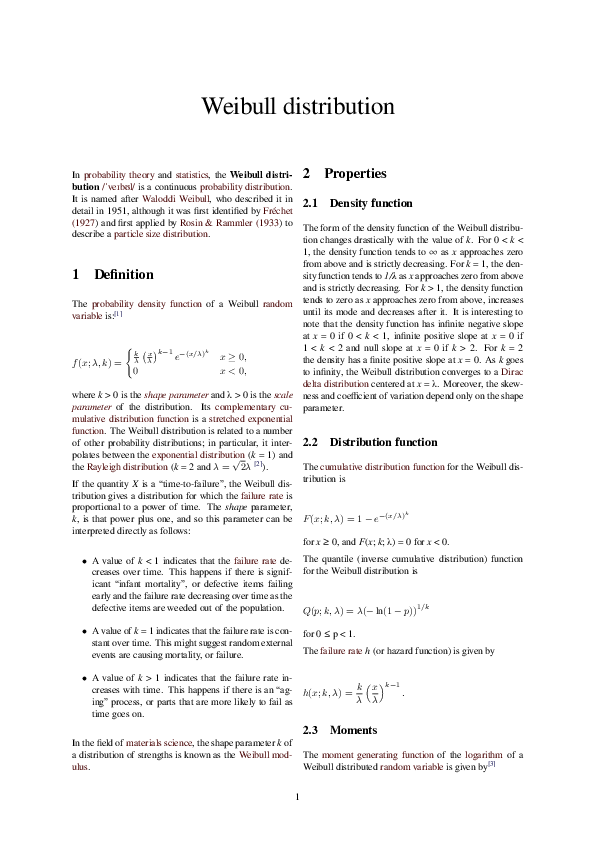 (PDF) Weibull distribution