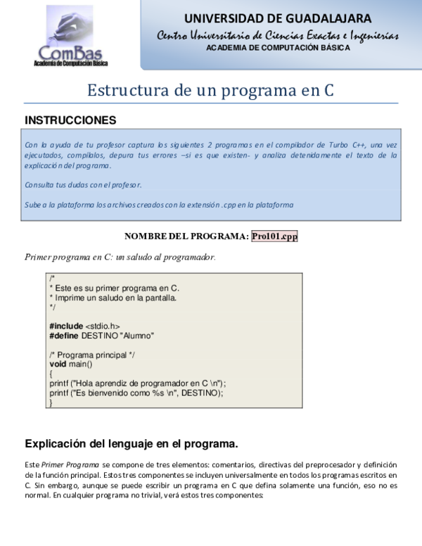 (PDF) Estructura de un programa en C