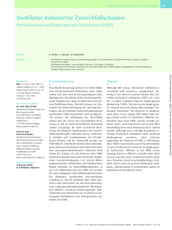 (PDF) Ventilator induzierter Zwerchfellschaden Ventilator-Induced ...