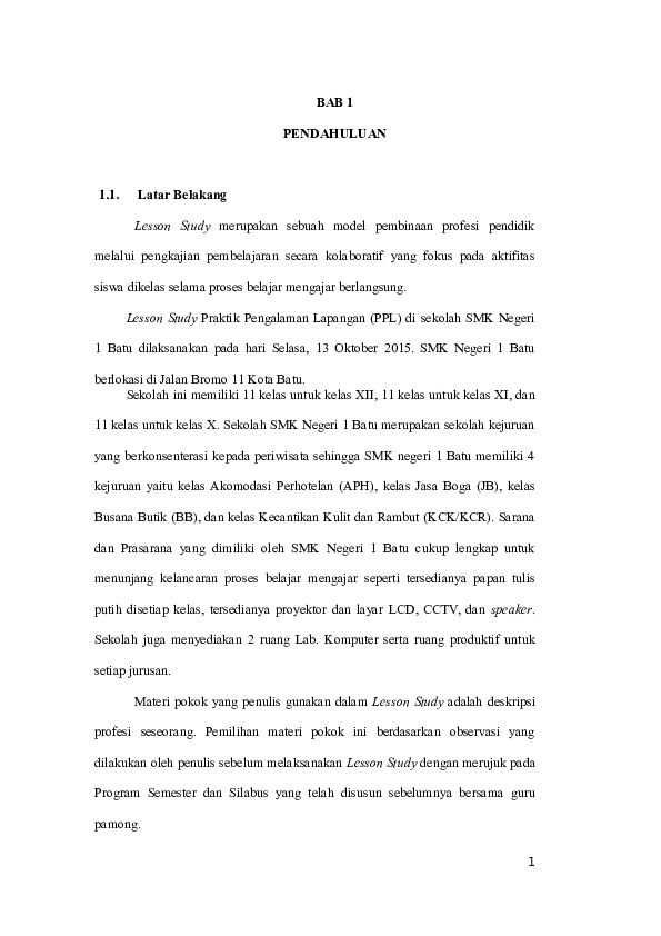 (DOC) Laporan Lesson Study PPL 2016
