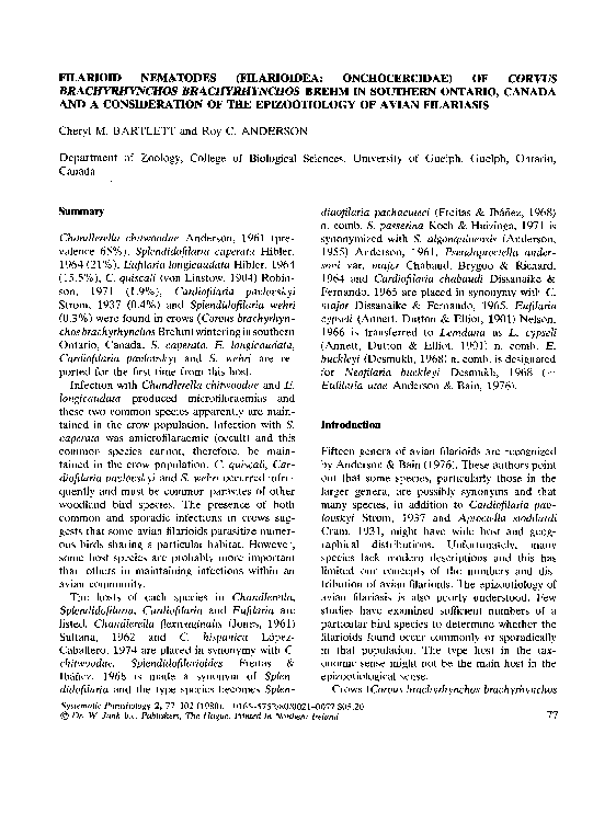 (PDF) Filarioid nematodes (Filarioidea: Onchocercidae) of Corvus ...