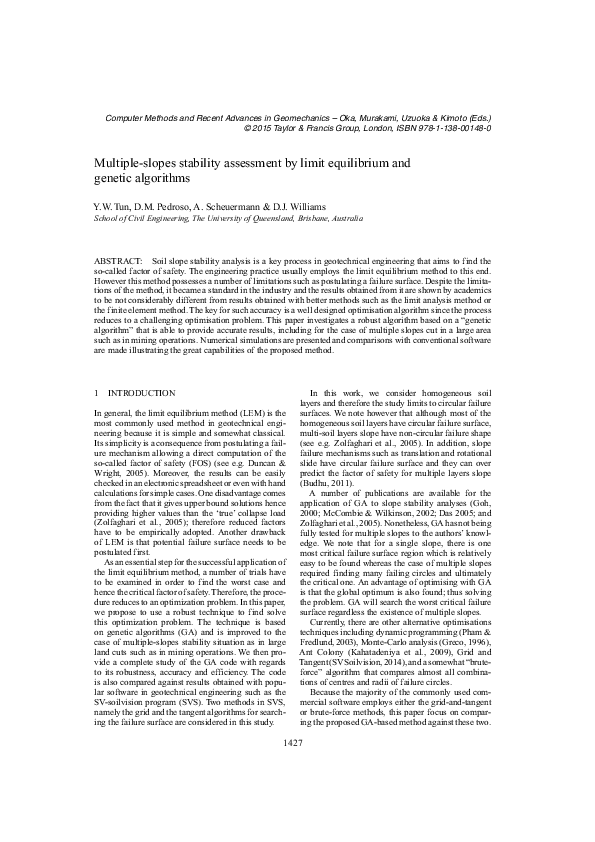 (PDF) Multiple-slopes stability assessment by limit equilibrium and genetic algorithms | Ye W ...