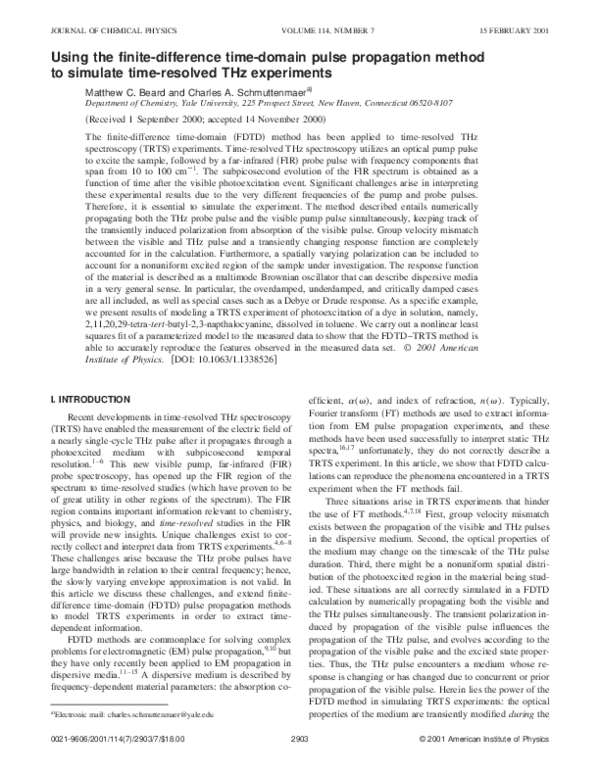 Pdf Using The Finite Difference Time Domain Pulse Propagation Method To Simulate Time Resolved