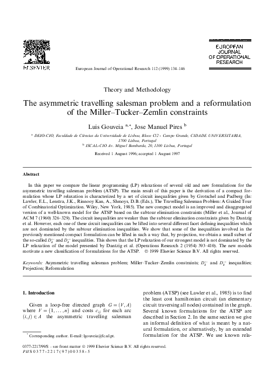 (PDF) The asymmetric travelling salesman problem and a reformulation of ...