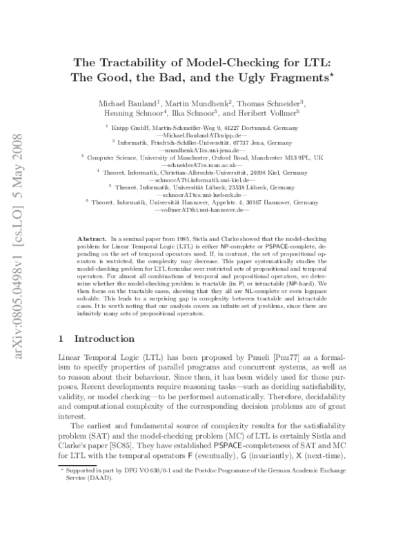 (PDF) The Tractability of Model-checking for LTL: The Good, the Bad ...
