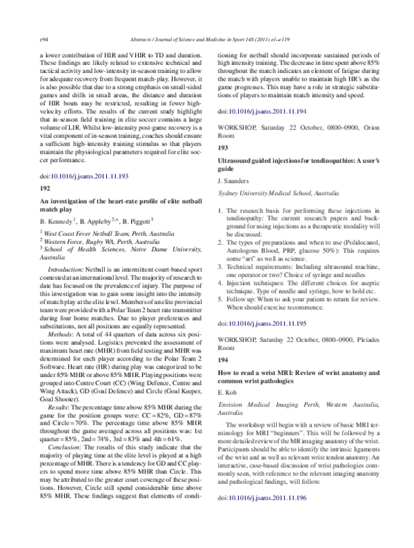 (PDF) An investigation of the heart-rate profile of elite netball match ...
