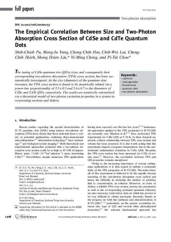 (PDF) The Empirical Correlation Between Size and Two-Photon Absorption ...