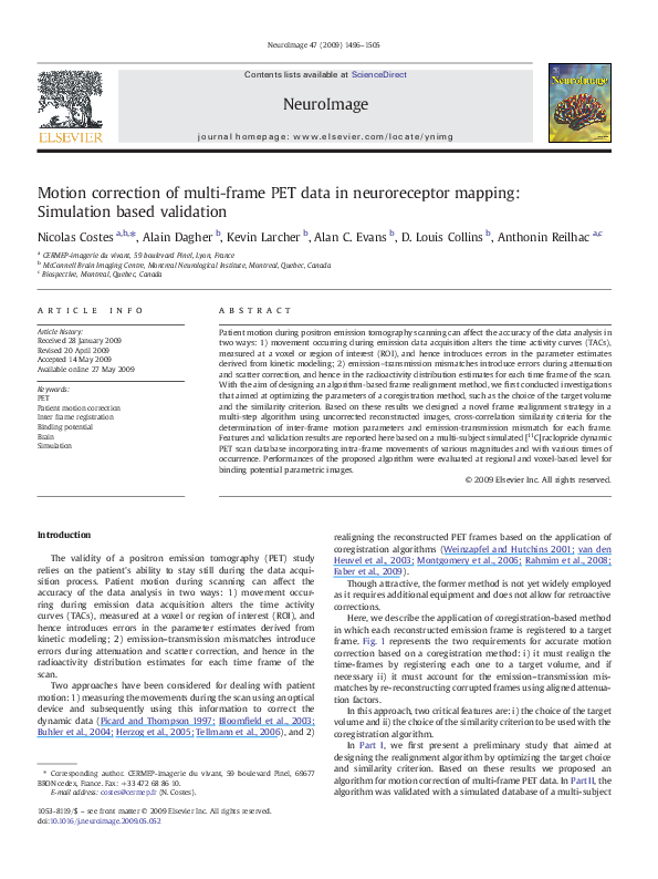 (PDF) Motion correction of multi-frame PET data in neuroreceptor ...
