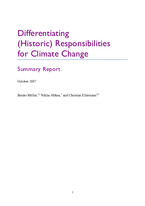 (PDF) Differentiating (historic) responsibilities for climate change