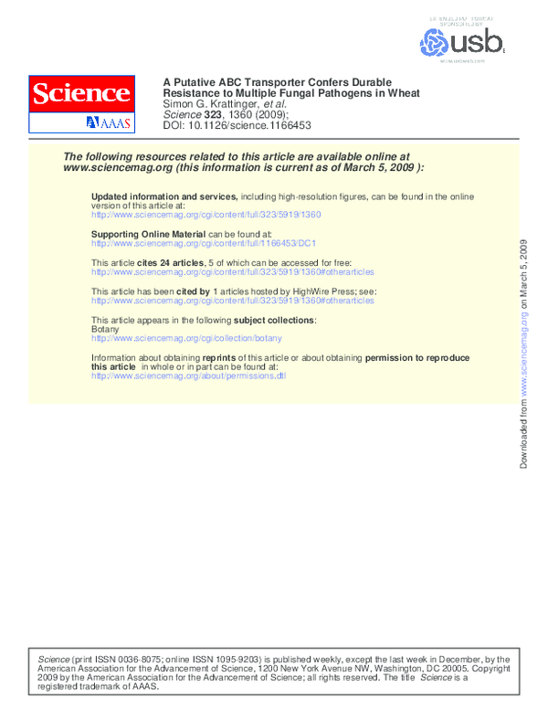 (PDF) A Putative ABC Transporter Confers Durable Resistance to Multiple ...