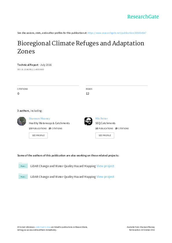 (PDF) Bioregional Climate Refuges and Adaptation Zones, July 2016 ...