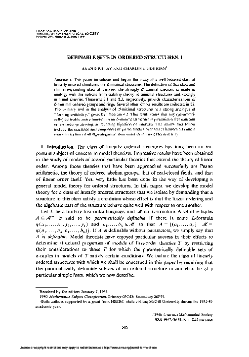 (PDF) Definable Sets in Ordered Structures. I