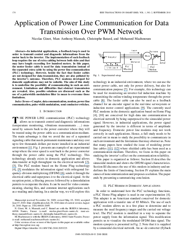 Pdf Application Of Power Line Communication For Data Transmission Over Pwm Network