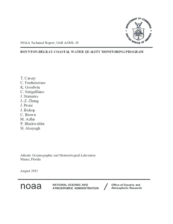 (PDF) Boynton-Delray Coastal Water Quality Monitoring Plan