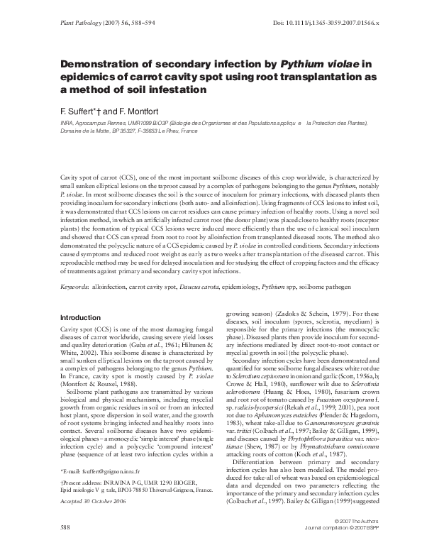 (PDF) Demonstration of secondary infection by Pythium violae in ...