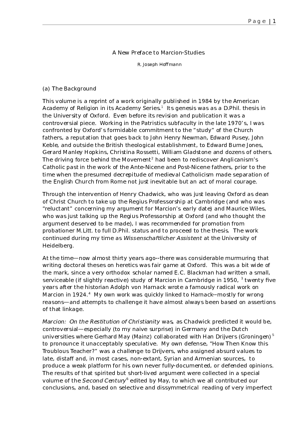 (DOC) A New Preface to Marcion-Studies