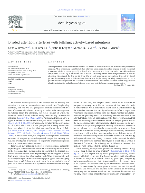 (PDF) Divided attention interferes with fulfilling activity-based ...
