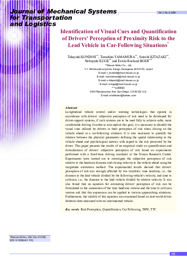 (PDF) Identification of Visual Cues and Quantification of Drivers ...