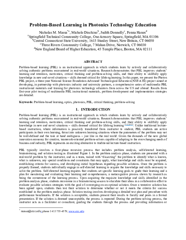 (PDF) Problem-based learning in photonics technology education ...