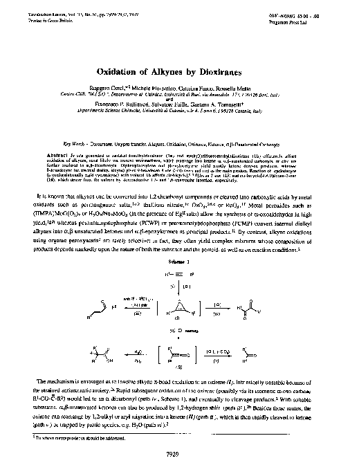 (PDF) Oxidation of alkynes by dioxiranes