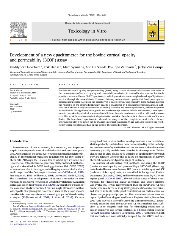 (PDF) Development of a new opacitometer for the bovine corneal opacity ...