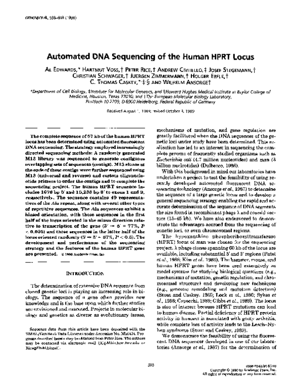 (PDF) Automated DNA sequencing of the human HPRT locus
