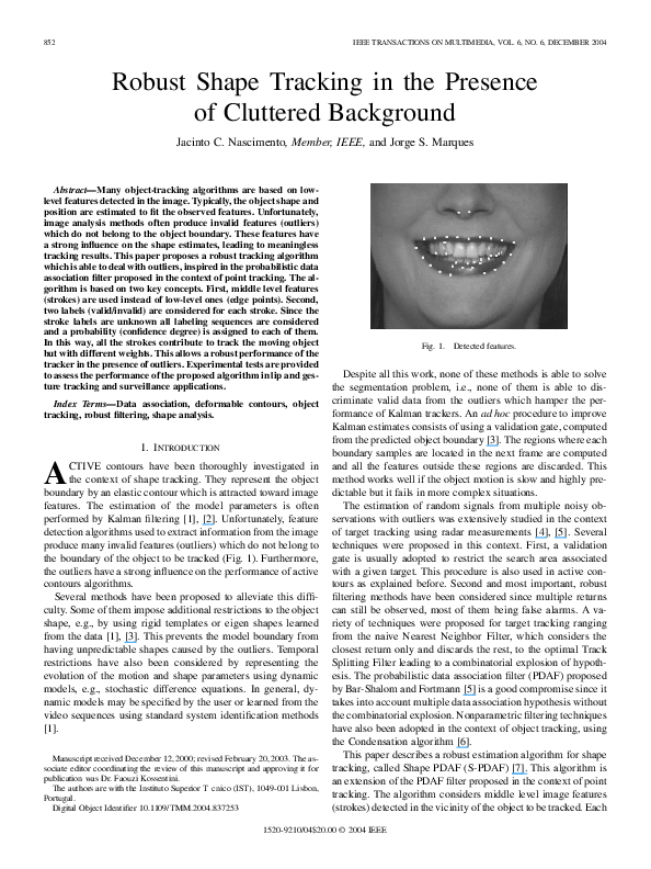 (PDF) Robust shape tracking in the presence of cluttered background