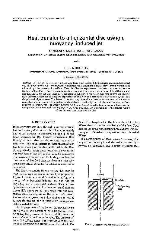 (PDF) Heat transfer to a horizontal disc using a buoyancy-induced jet