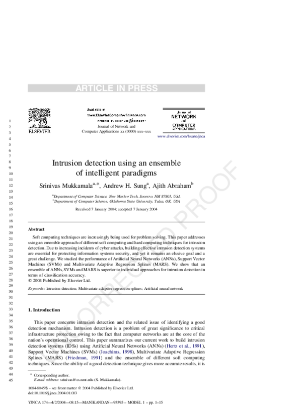 (PDF) Intrusion detection using an ensemble of intelligent paradigms