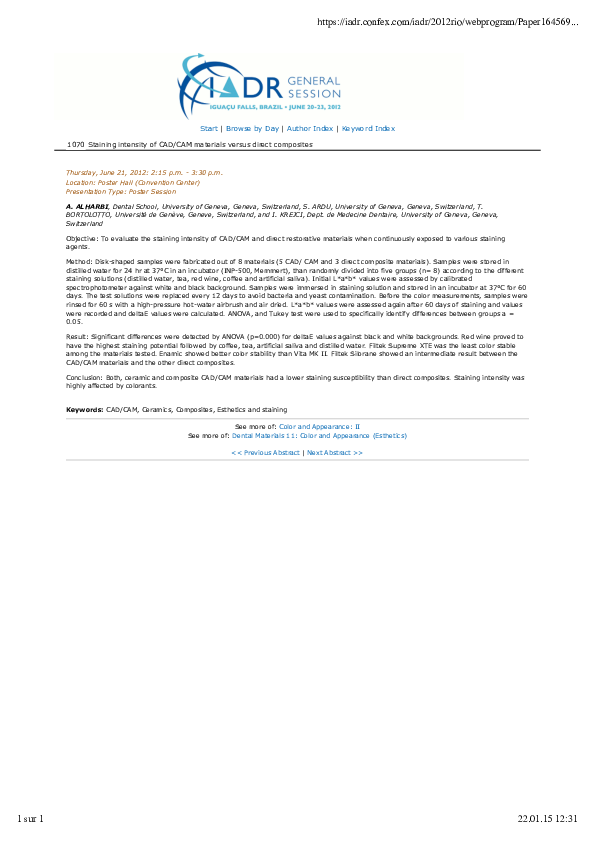 (PDF) Staining intensity of CAD/CAM materials versus direct composites