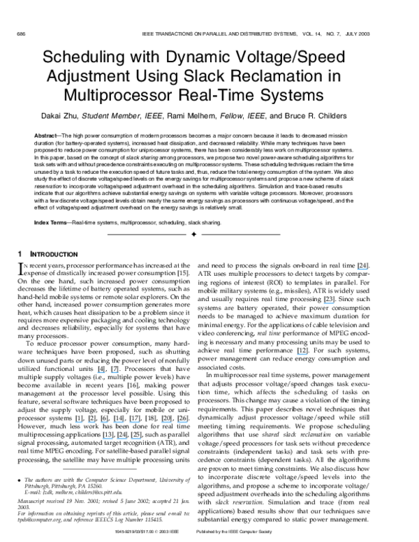 Pdf Scheduling With Dynamic Voltagespeed Adjustment Using Slack Reclamation In Multiprocessor