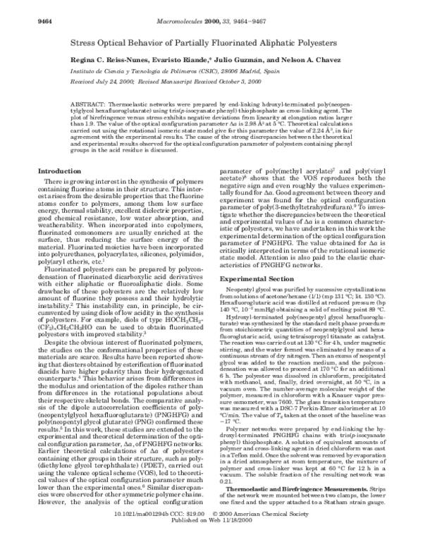 (PDF) Stress Optical Behavior of Partially Fluorinated Aliphatic Polyesters